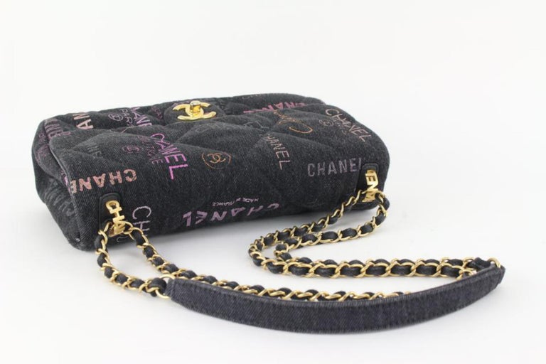 Chanel Black Denim Graffiti Mood Large Classic Flap 4CJ104 For Sale at ...