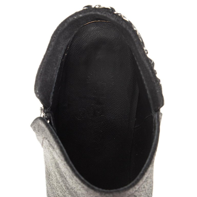 CHANEL black DISTRESSED suede CHAIN DETAIL Ankle Boots Shoes 40.5 For ...