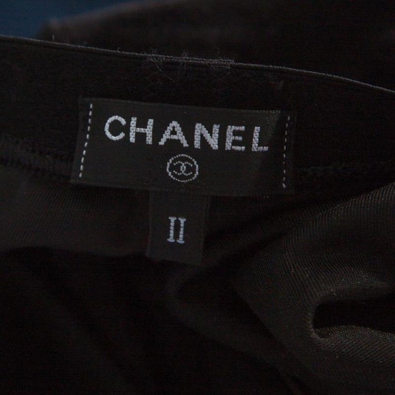 Chanel Black Elasticized Waist Logo Embellished Velvet Pants S For Sale ...