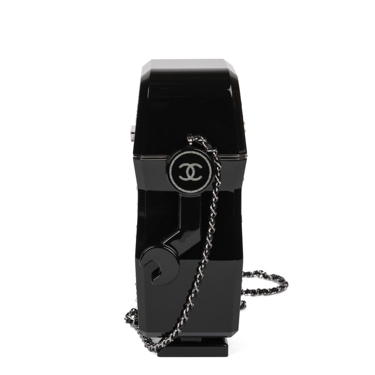 CHANEL Black Glitter Plexiglass Robot Minaudiere For Sale at 1stDibs