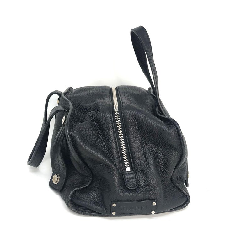 Chanel Black Grained Calfskin Bolt Bowler Bag For Sale at 1stDibs ...