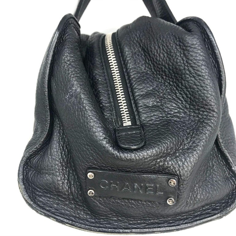 Chanel Black Grained Calfskin Bolt Bowler Bag For Sale at 1stDibs ...