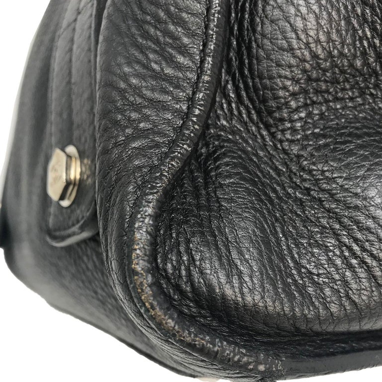 Chanel Black Grained Calfskin Bolt Bowler Bag For Sale at 1stDibs ...