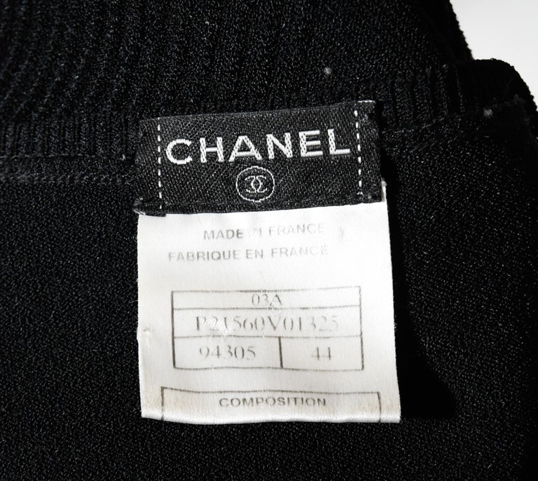 Chanel Black Knit Cap Sleeve Top From The 2003 Fall Collection For Sale ...