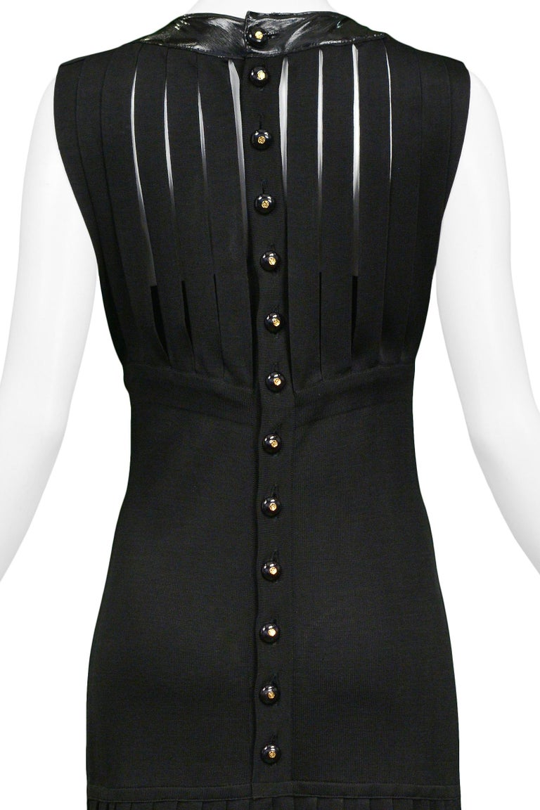 Chanel Black Knit and Wet Look Cage Dress For Sale at 1stDibs