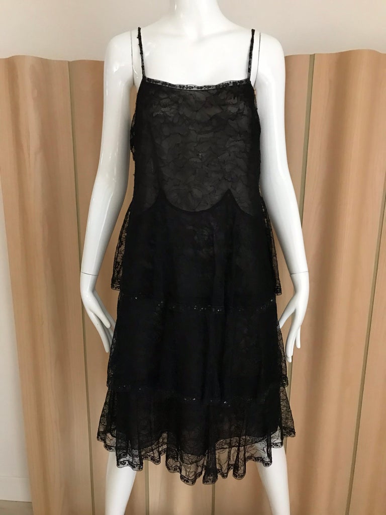 Chanel Black Lace Cocktail Dress For Sale at 1stDibs