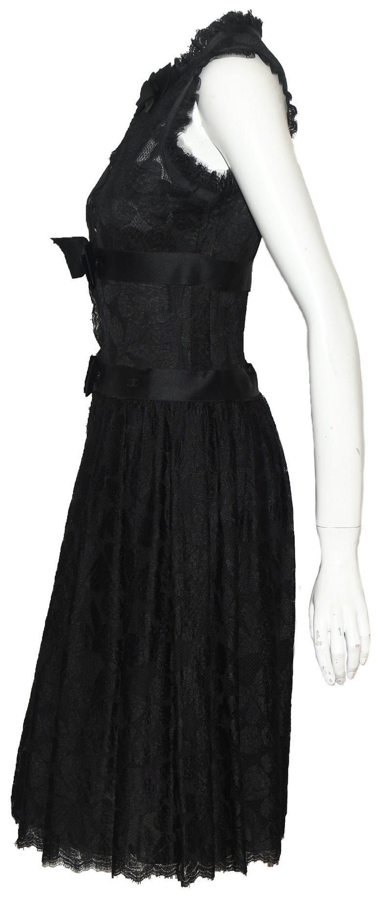 Chanel Black Lace Evening Dress 2005 Fall Season With Button Down Front ...