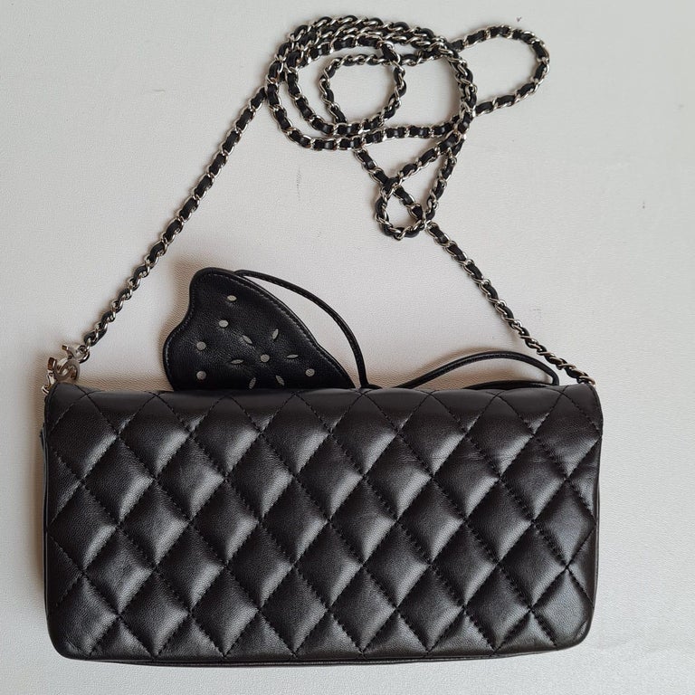 Chanel Black Lambskin Butterfly Wallet on Chain For Sale at 1stDibs