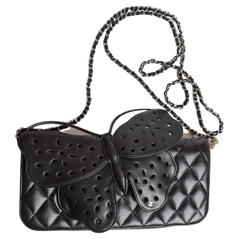 Chanel Black Lambskin Butterfly Wallet on Chain For Sale at 1stDibs
