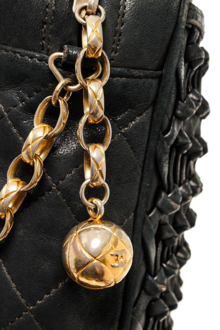 Chanel Black Lambskin Chain Shoulder Bag at 1stDibs