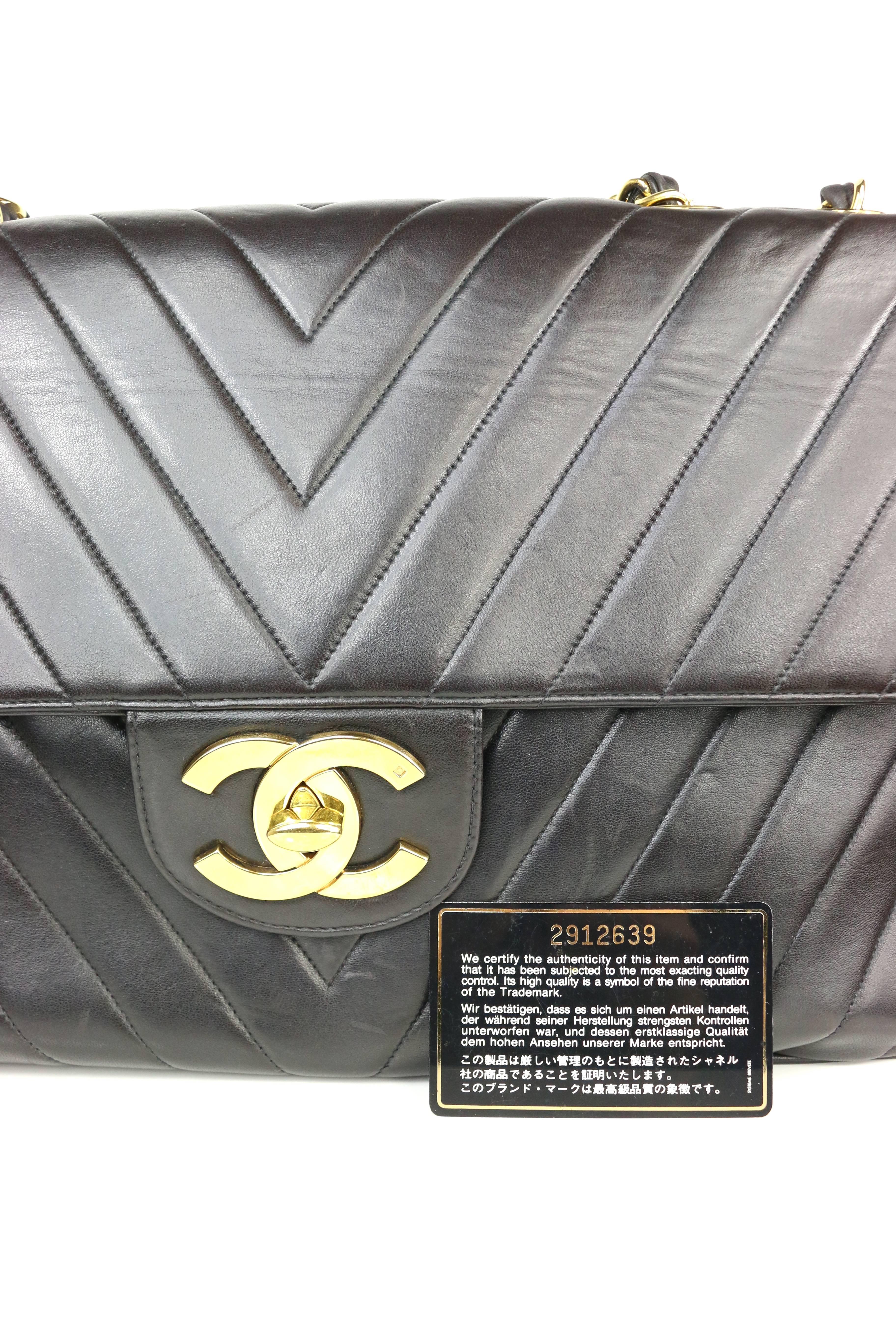 Chanel Black Lambskin Chevron Stitch Maxi Flap Shoulder Bag at 1stDibs ...