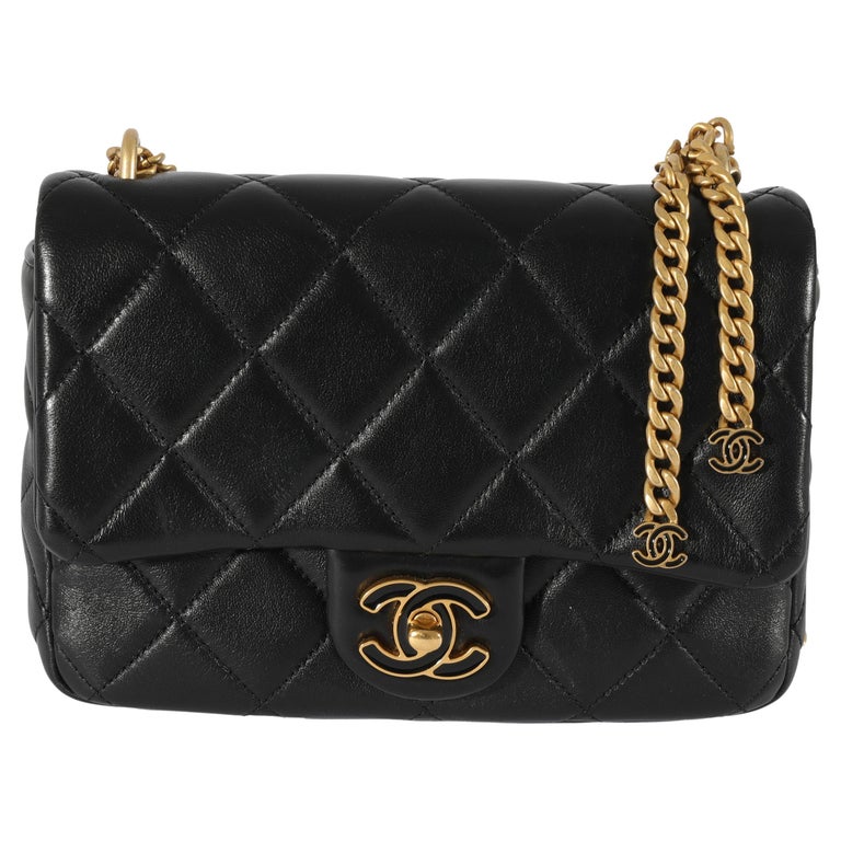 Chanel Black Lambskin Enamel Pending CC Mini Square Flap For Sale at ...
