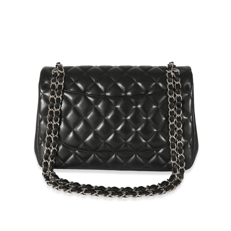 Chanel Black Lambskin Jumbo Classic Double Flap For Sale at 1stDibs