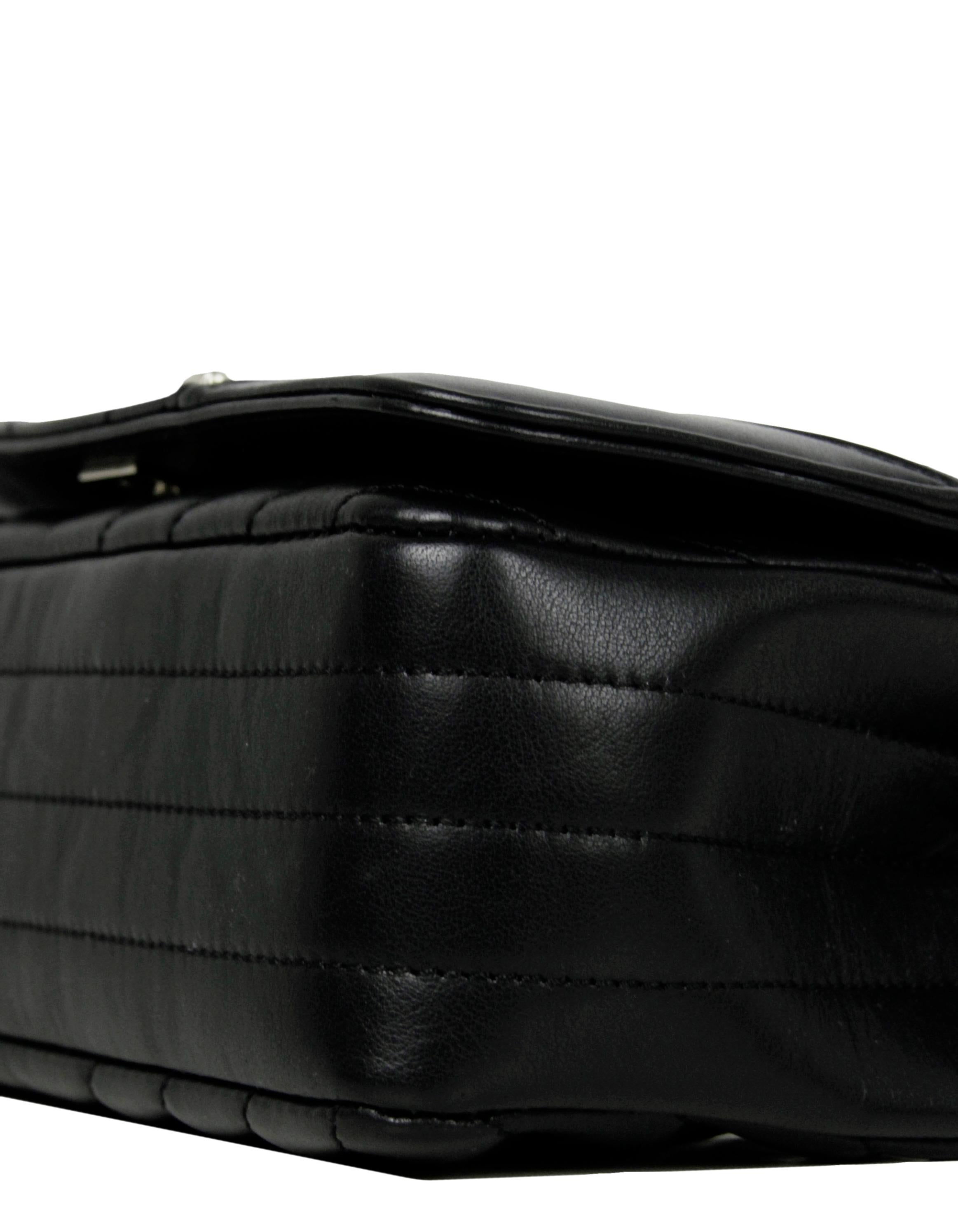 Chanel Black Lambskin Leather Chevron Mini Statement Flap Crossbody Bag ...