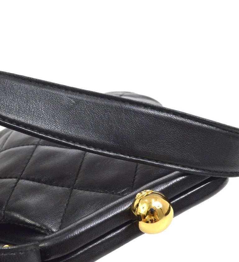 Chanel Black Lambskin Leather Kiss Lock Mini Small Party Top Handle ...