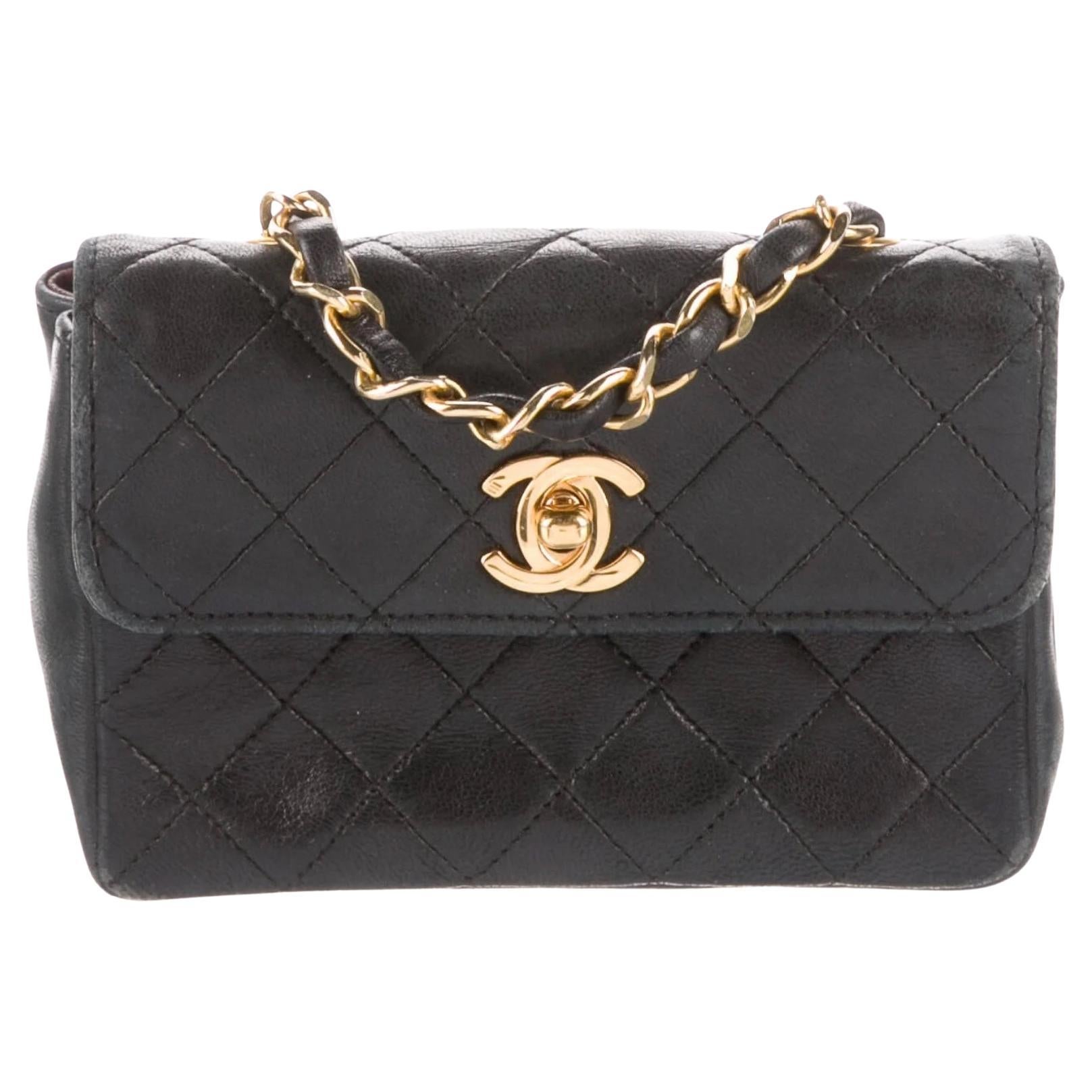 Chanel Black Lambskin Mini Quilted Flap Bag (Circa 1990) at 1stDibs ...