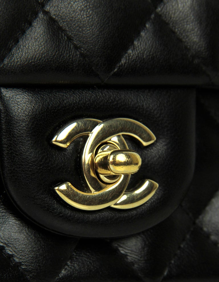Chanel Black Lambskin Quilted Valentine Charms Mini Rectangular Flap ...
