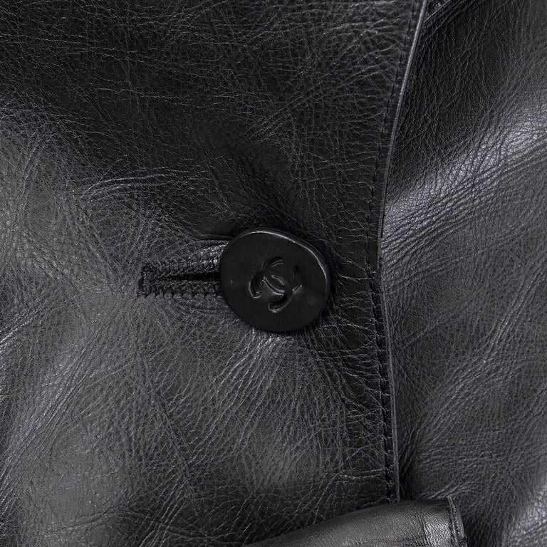 CHANEL black leather 2006 06P BELTED CROPPED Jacket 38 S For Sale at ...