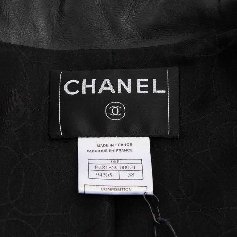 CHANEL black leather 2006 06P BELTED CROPPED Jacket 38 S For Sale at ...