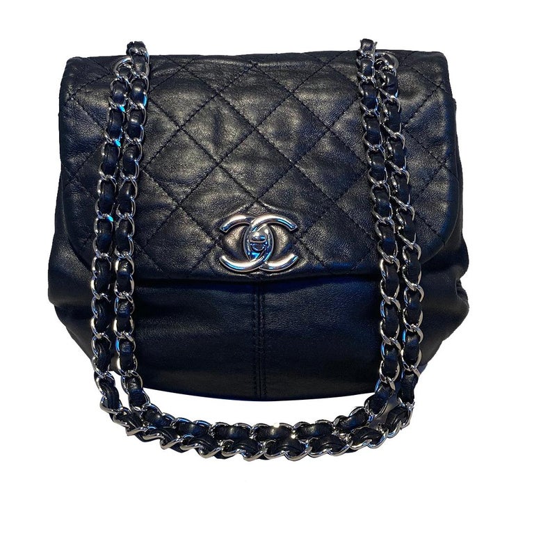 Chanel Black Leather Bucket Flap Shoulder Bag at 1stDibs