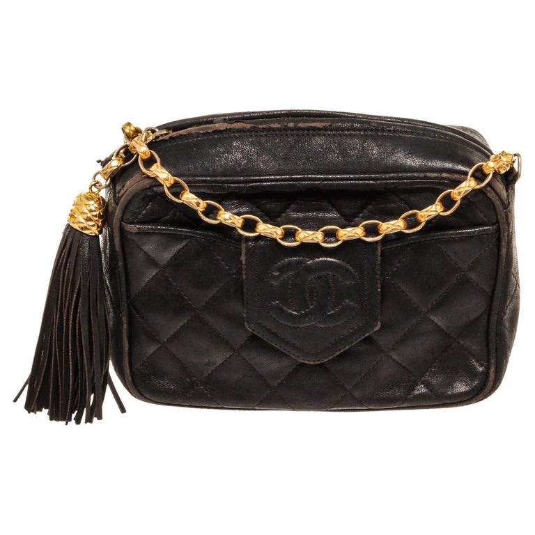 Chanel Black Leather CC Camera Handbag For Sale at 1stDibs