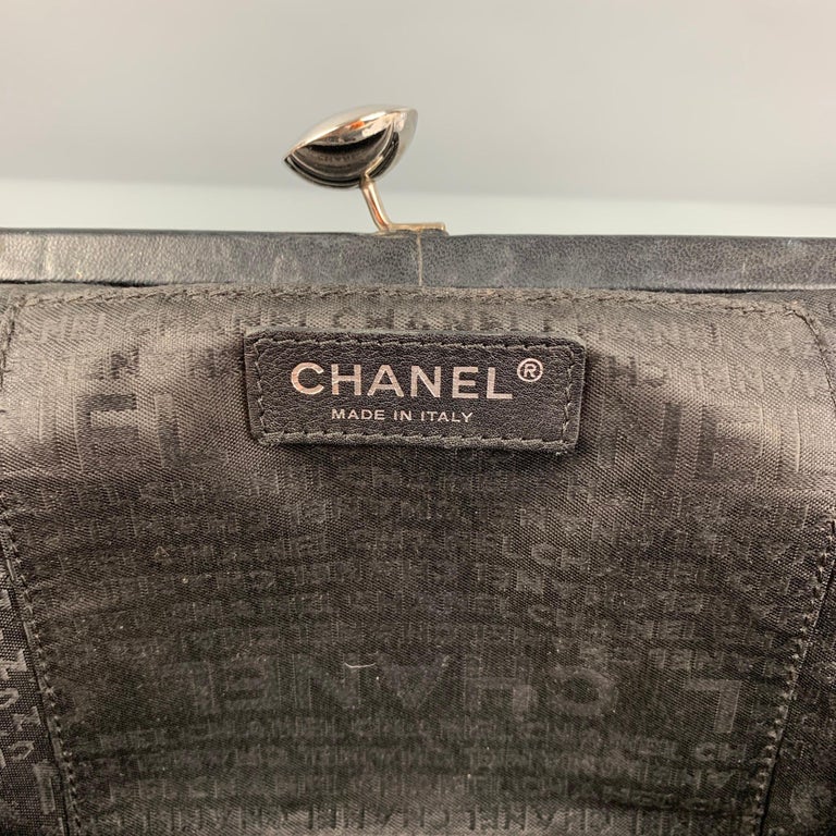 CHANEL Black Leather CC Embossed Satchel Handbag For Sale at 1stDibs