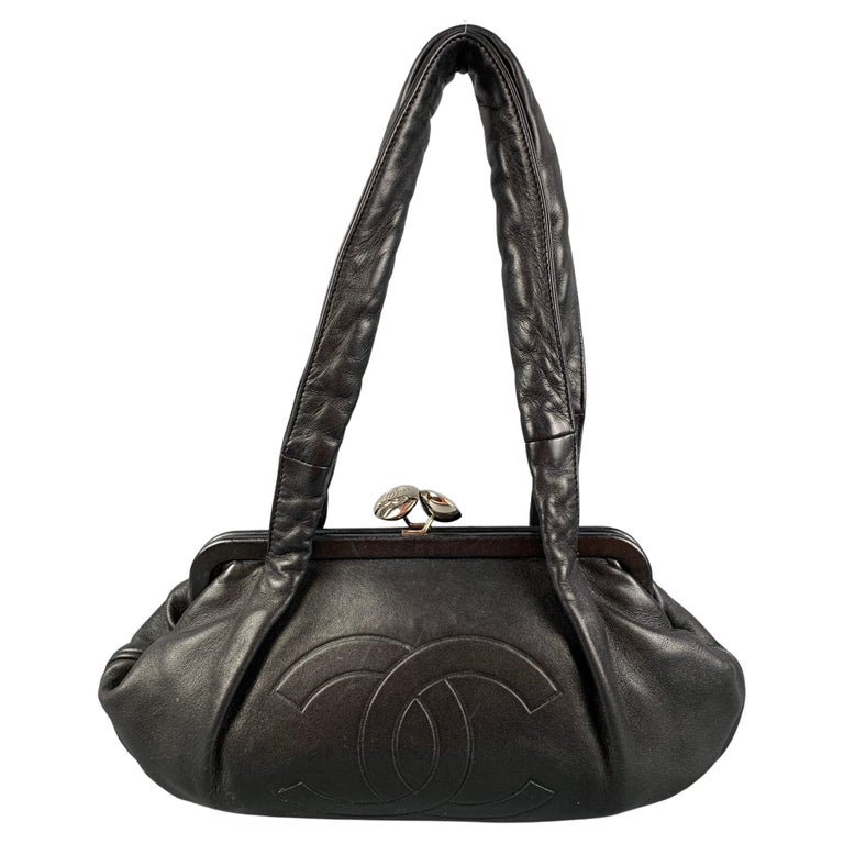 CHANEL Black Leather CC Embossed Satchel Handbag For Sale at 1stDibs