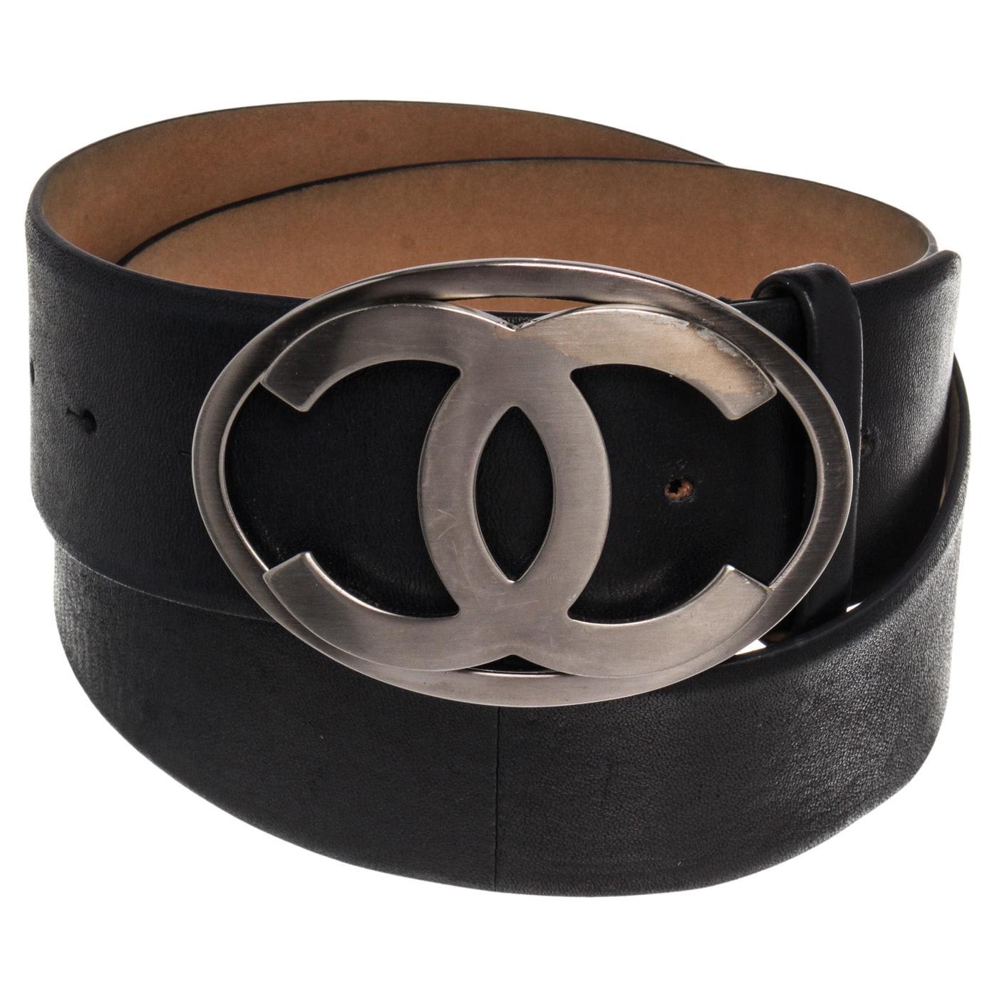 Chanel Black Leather CC Logo Jumbo Belt at 1stDibs | chanel belt