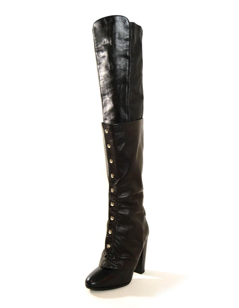Chanel Black Leather CC Snap Boot Covers at 1stDibs | chanel boot cover ...