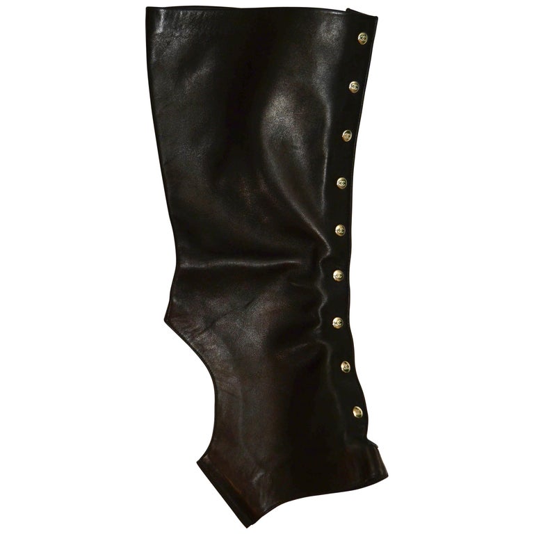 Chanel Black Leather CC Snap Boot Covers at 1stDibs | chanel boot cover ...