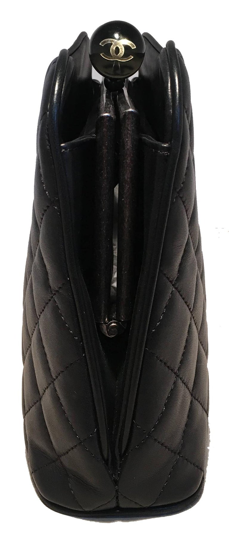 Chanel Black Leather Crystal Ball Kiss lock Clutch at 1stDibs | chanel ...