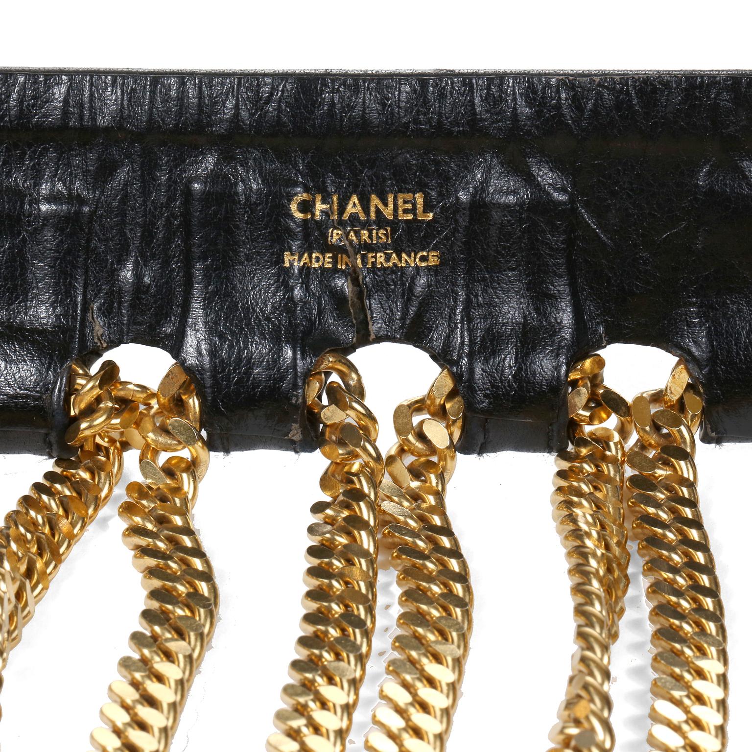 Chanel Black Leather Dripping Chains Runway Belt For Sale at 1stDibs ...