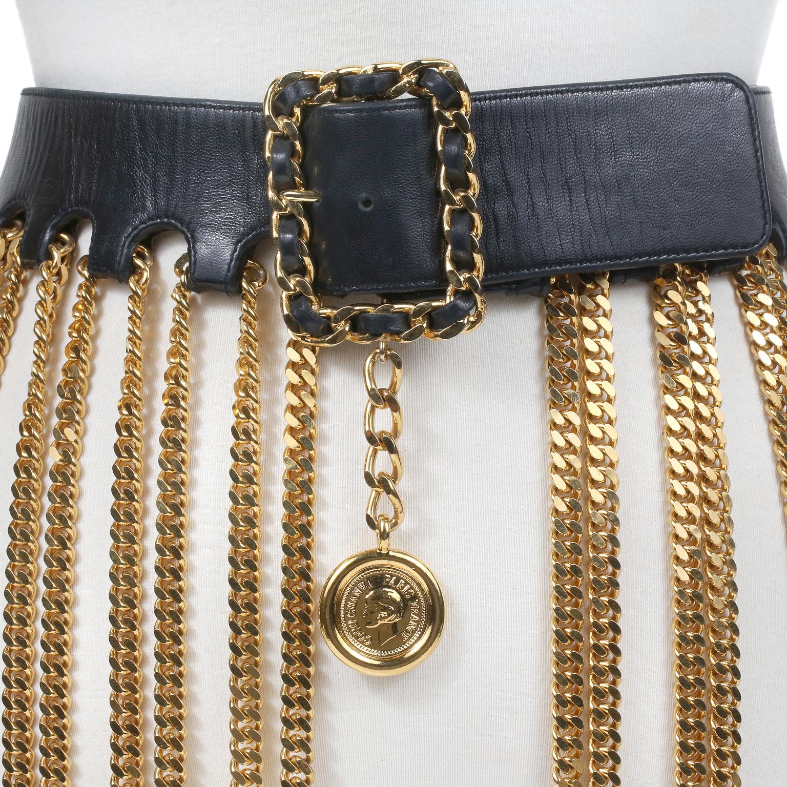 Chanel Black Leather Dripping Chains Runway Belt For Sale at 1stDibs ...