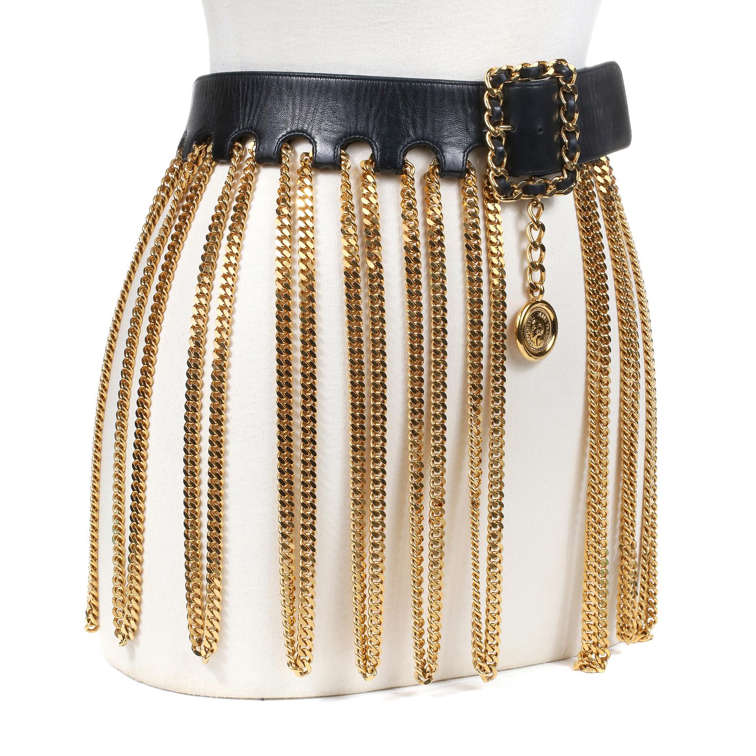 Chanel Black Leather Dripping Chains Runway Belt For Sale at 1stDibs ...