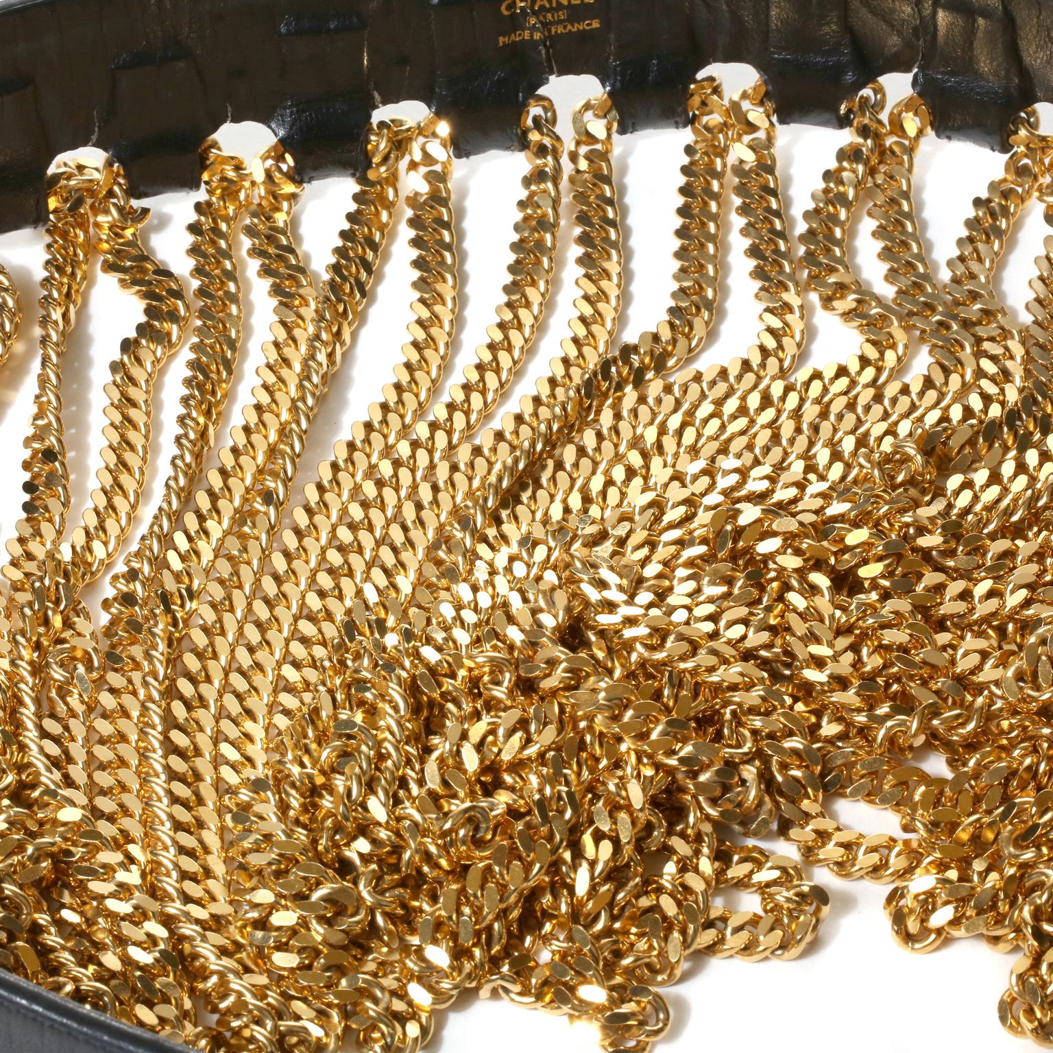 Chanel Black Leather Dripping Chains Runway Belt For Sale at 1stDibs ...