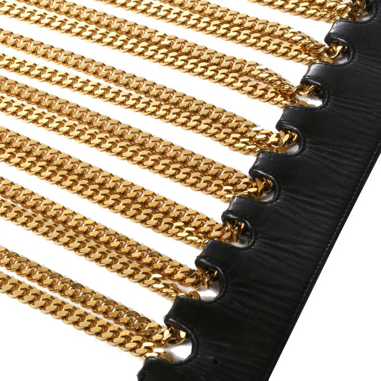 Chanel Black Leather Dripping Chains Runway Belt For Sale at 1stDibs