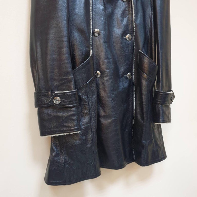 Chanel Black Leather Fur Coat at 1stDibs | chanel leather coat
