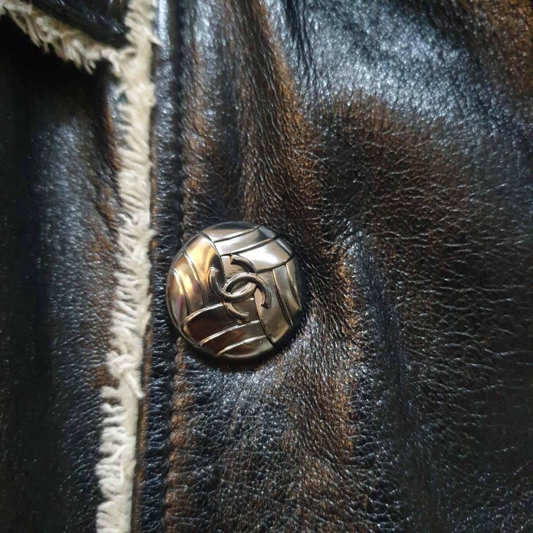 Chanel Black Leather Fur Coat at 1stDibs | chanel leather coat