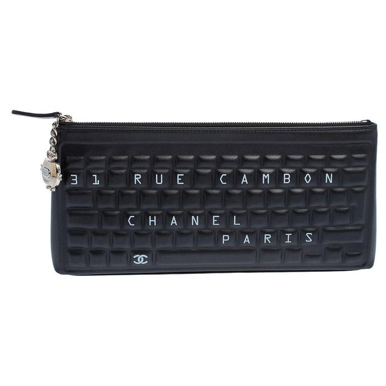 Chanel Black Leather Keyboard Clutch at 1stDibs