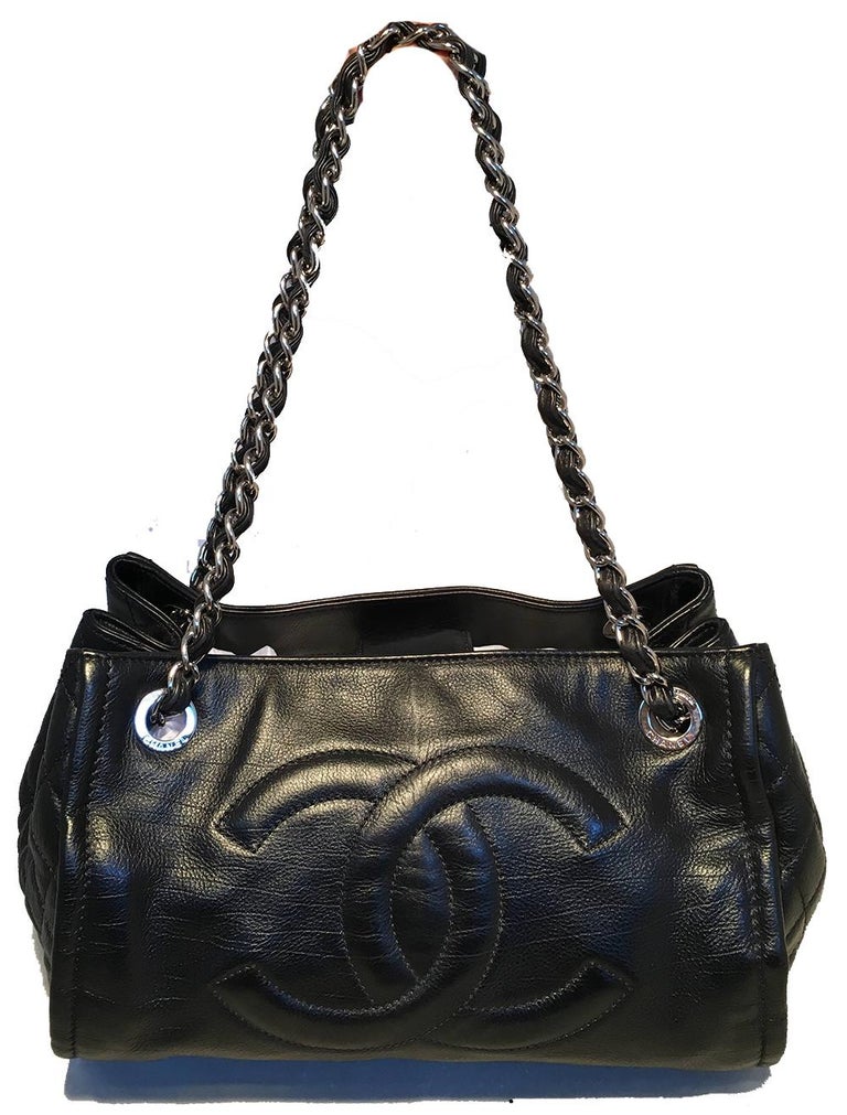Chanel Black Leather Mini Duffle Shoulder Bag For Sale at 1stDibs