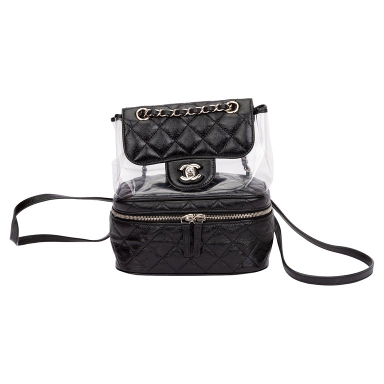 Chanel Black Leather / Pvc Backpack For Sale at 1stDibs
