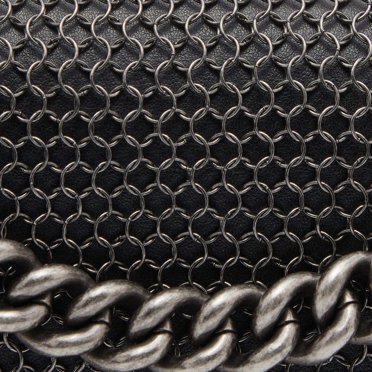 Chanel Black Leather Small Chainmail Boy Flap Bag For Sale at 1stDibs