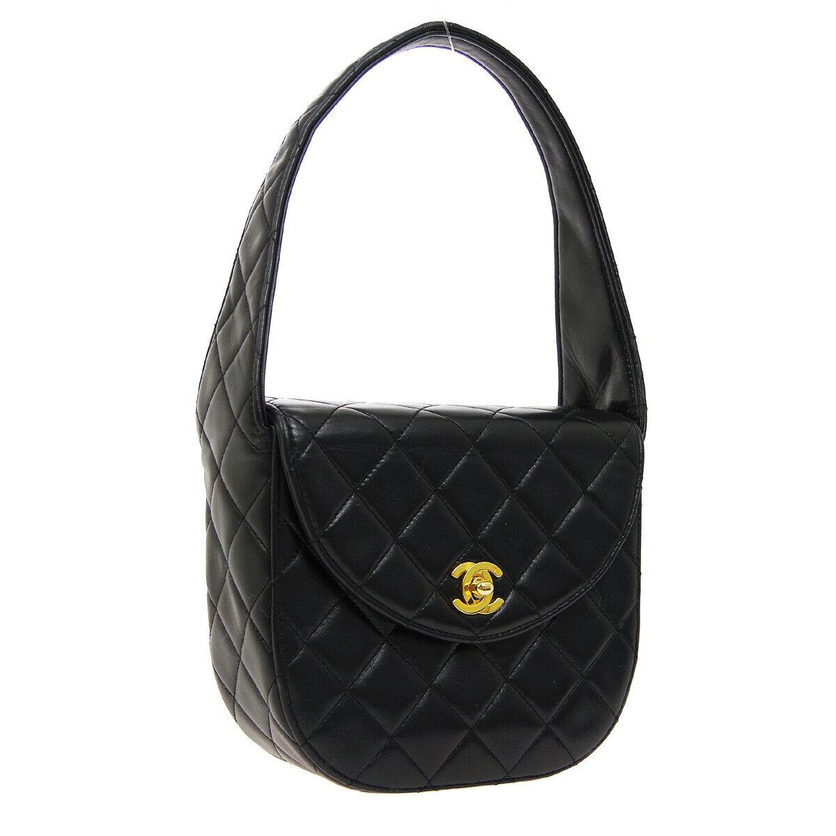 Chanel Black Leather Small Mini Evening Top Handle Satchel Shoulder ...