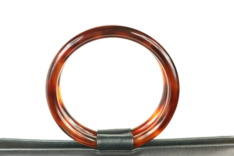 Chanel Black Leather Tortoiseshell Handle Handbag at 1stDibs | tortoise ...