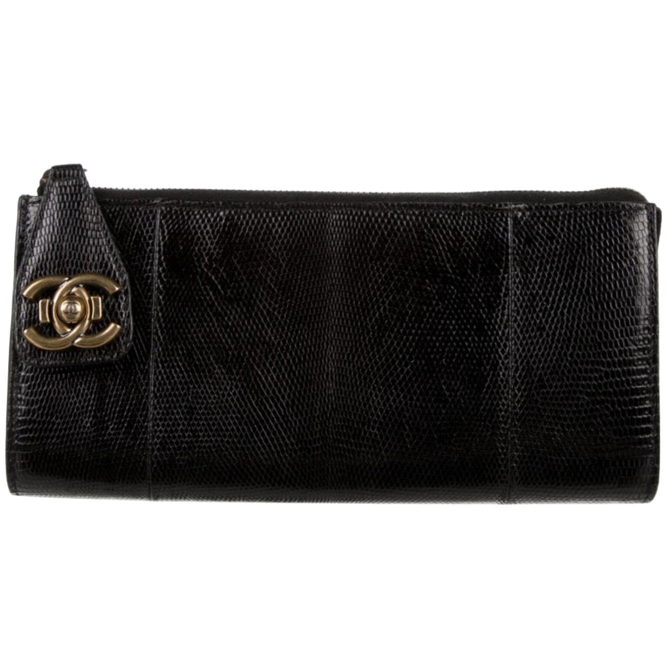 Chanel Black Quilted Satin Half Moon Silver Interlocking CC Clutch at ...