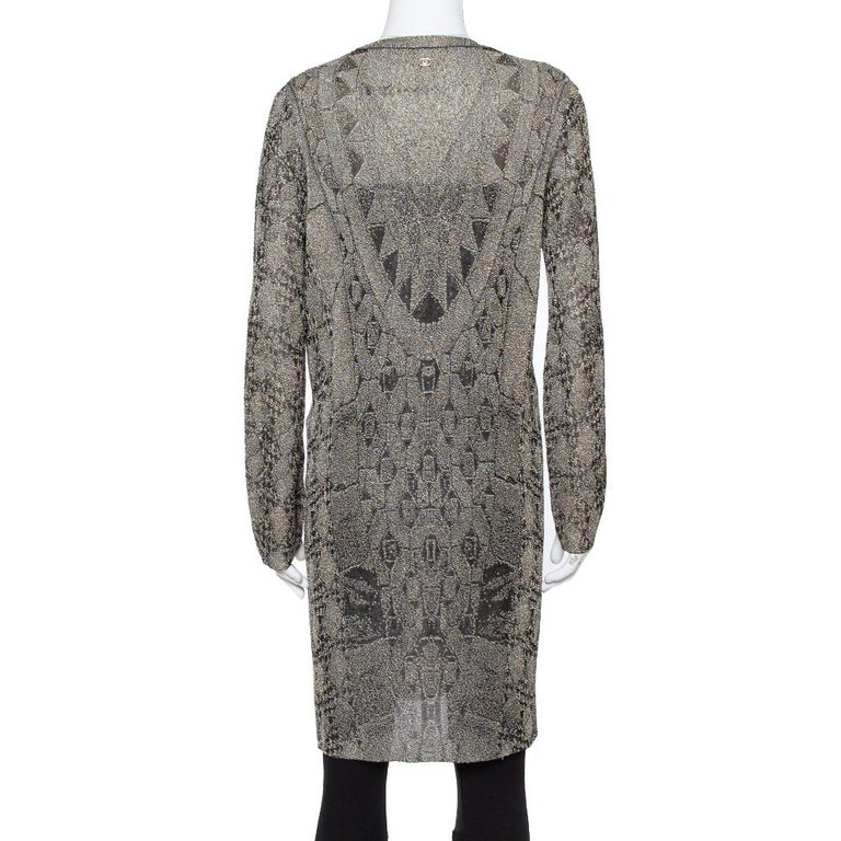 Chanel Black Lurex Jacquard Knit Button Front Cardigan S at 1stDibs