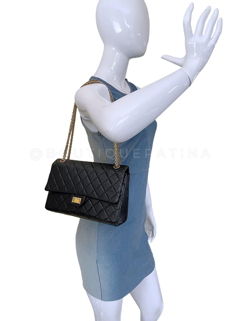 Chanel Black Medium Reissue 226 2.55 Double Flap Bag GHW Aged Calfskin ...