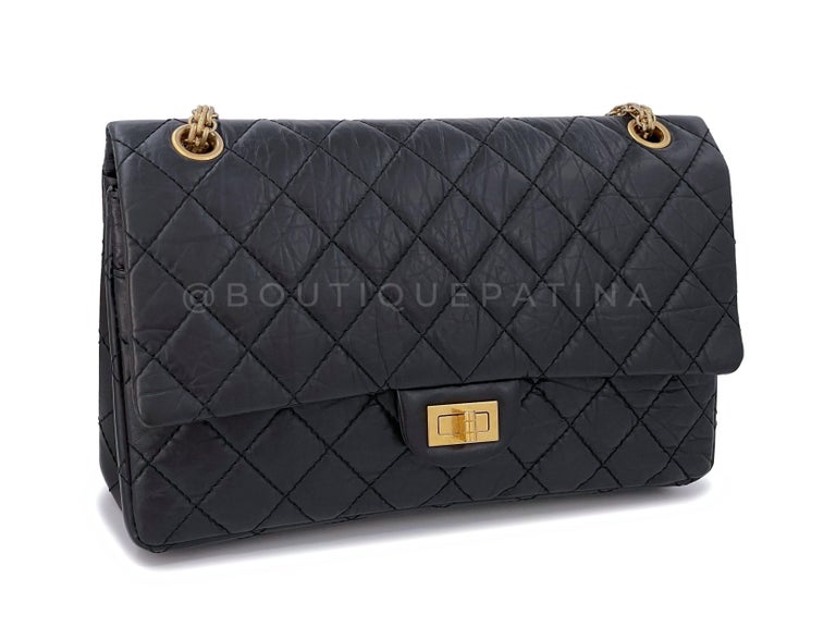 Chanel Black Medium Reissue 226 2.55 Double Flap Bag GHW Aged Calfskin ...