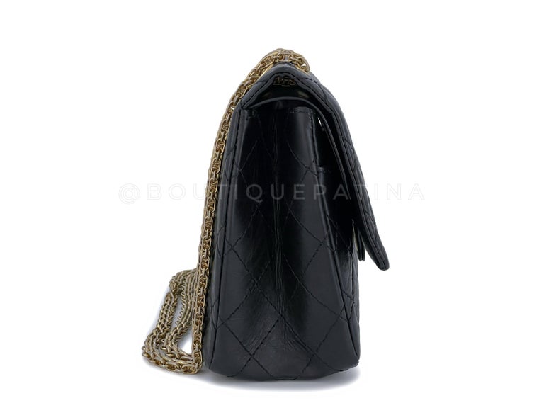 Chanel Black Medium Reissue 226 2.55 Double Flap Bag GHW Aged Calfskin ...