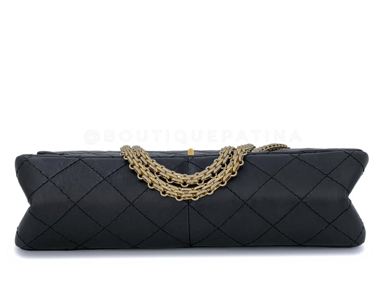 Chanel Black Medium Reissue 226 2.55 Double Flap Bag GHW Aged Calfskin ...